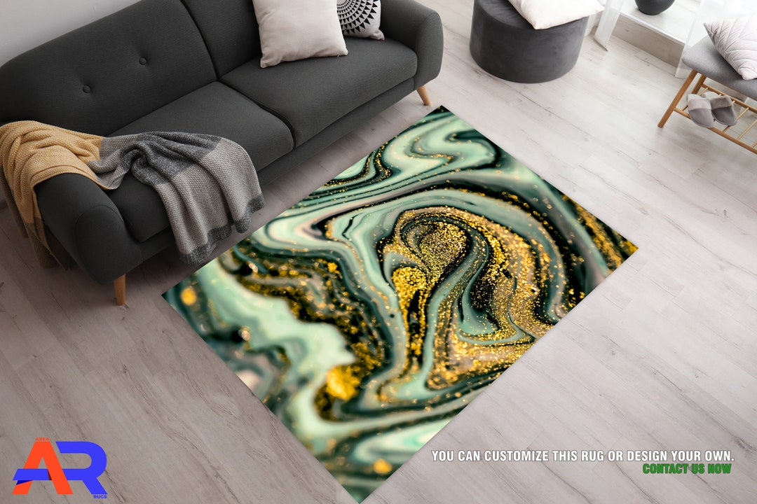 Geode Rugs, Luxurious Marble Swirls Area Rug, Green Agate Rug, Natural ...
