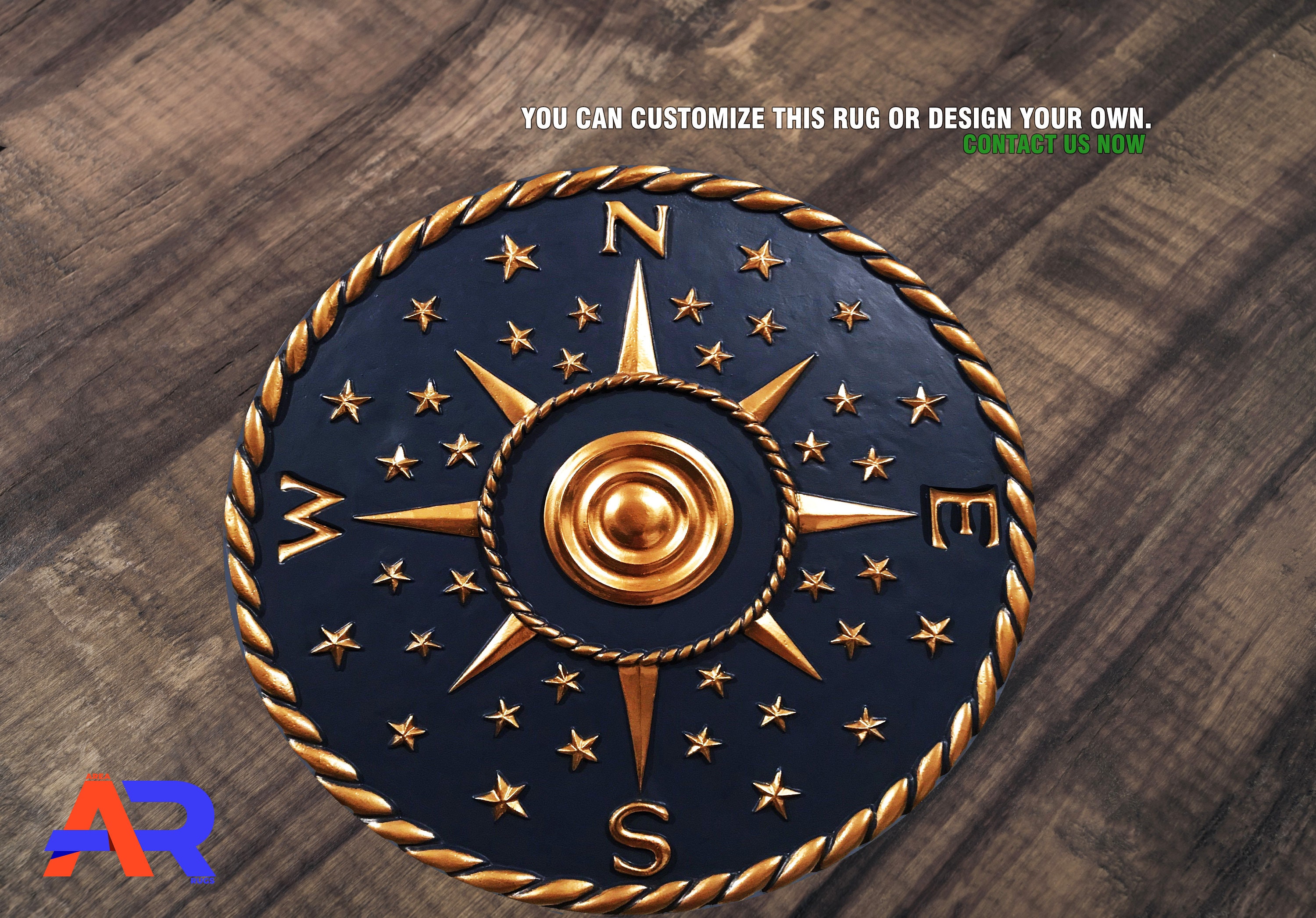 Round Compass Carpet, Floor Area Rug, 3D Compass Rose Rug, 3D Carpet ...