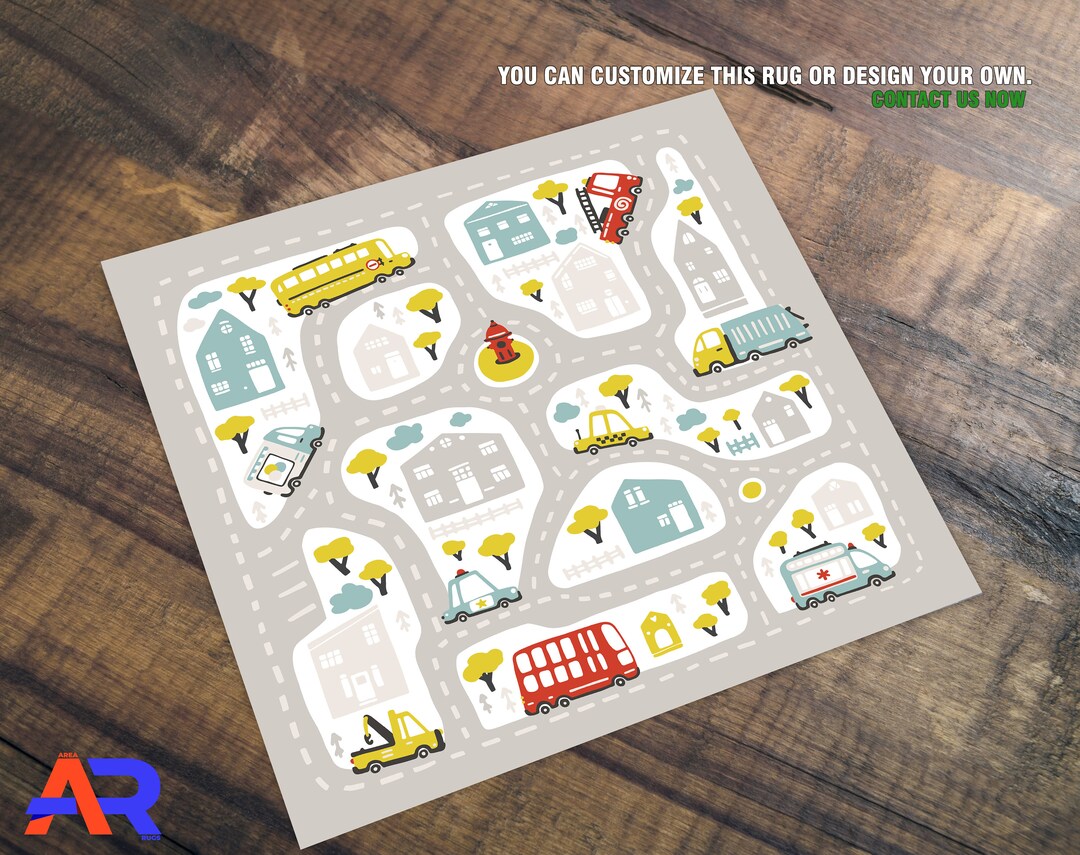 Kids Play Rug, Kids Room Rug, Nursery Mat, Balloon Rug, Bus Rug, Gift ...