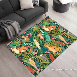 Safari Pattern Rugs, African Safari Rug, Green Area Rugs, Jungle Area ...
