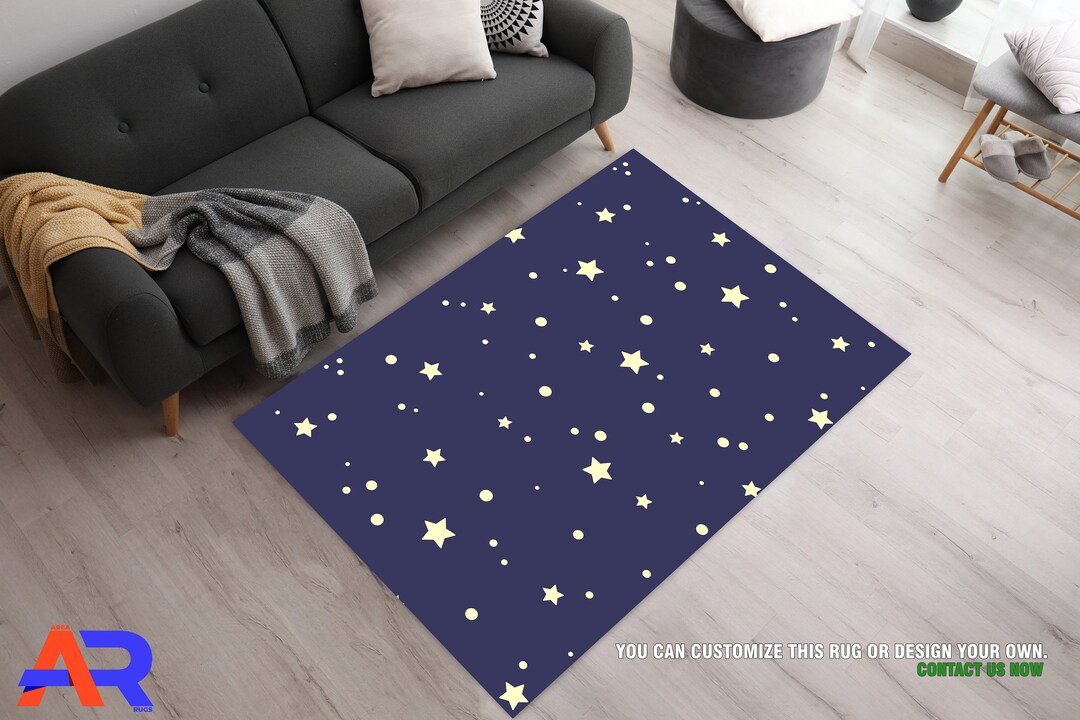 Constellations Stars, Space Design Area Rug, Rug Dark Navy Blue, Space ...