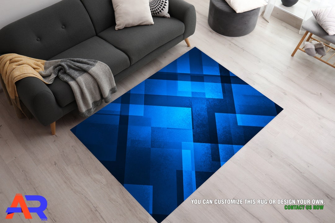 Blue Rugs, Navy Blue Rug, Geometric Area Rug, Abstract Area Rug, Blue ...