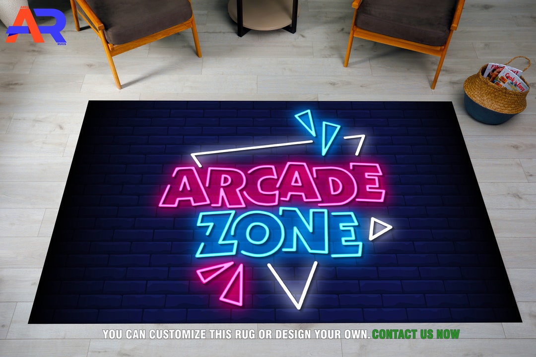 Arcade Zone Area Rug, Gamer Rug, Arcade Gamer Room Carpet, Neon Game ...