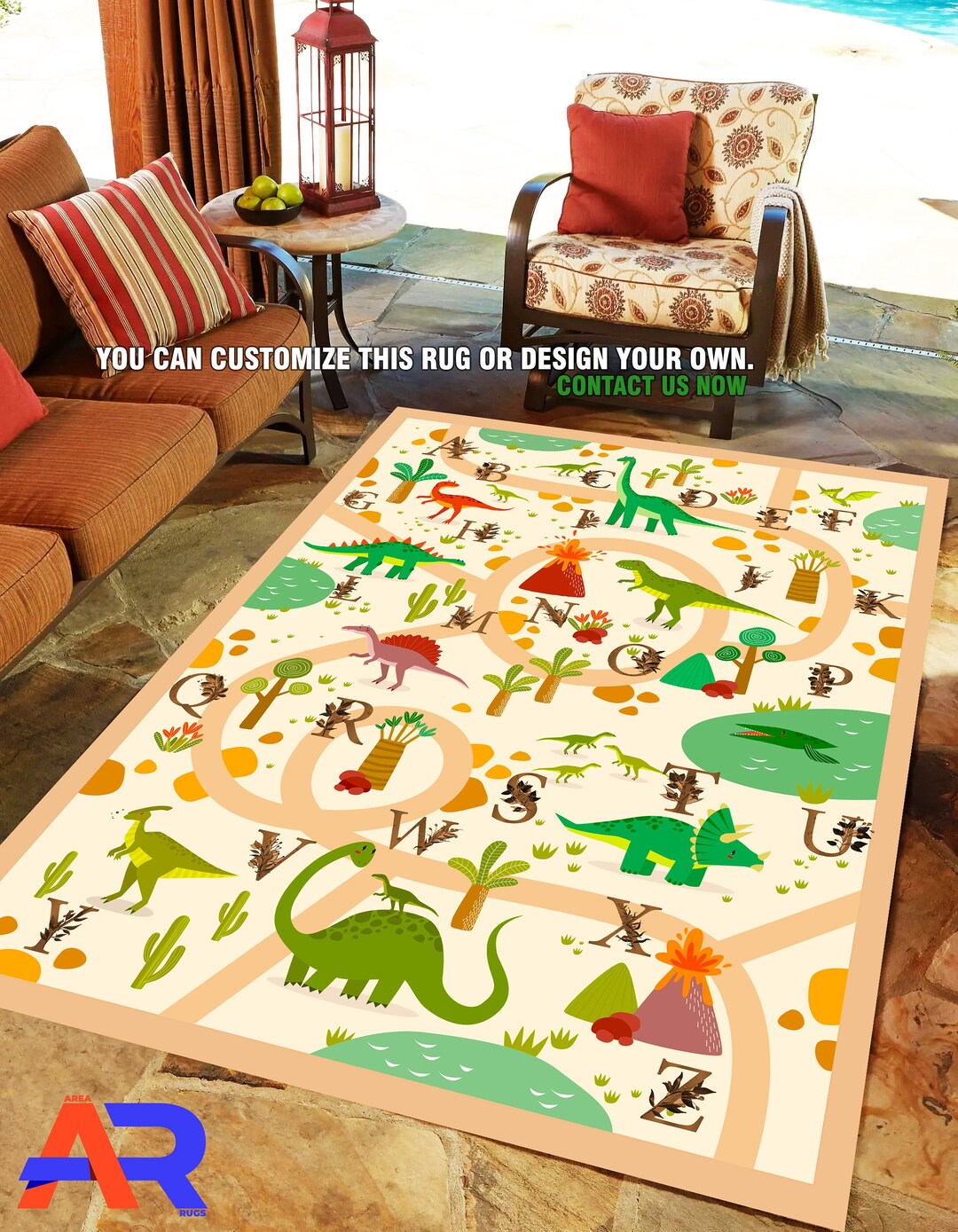 Alphabets With Dinosaurs Area Rugs, ABC Kids Carpet, Nursery Rugs ...
