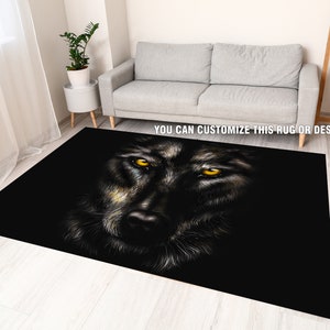 Wolf Rug, Wolf Area Rug, Wolf Animal Nature Design Carpet, Wolf Design ...