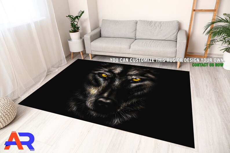 Wolf Rug, Wolf Area Rug, Wolf Animal Nature Design Carpet, Wolf Design ...