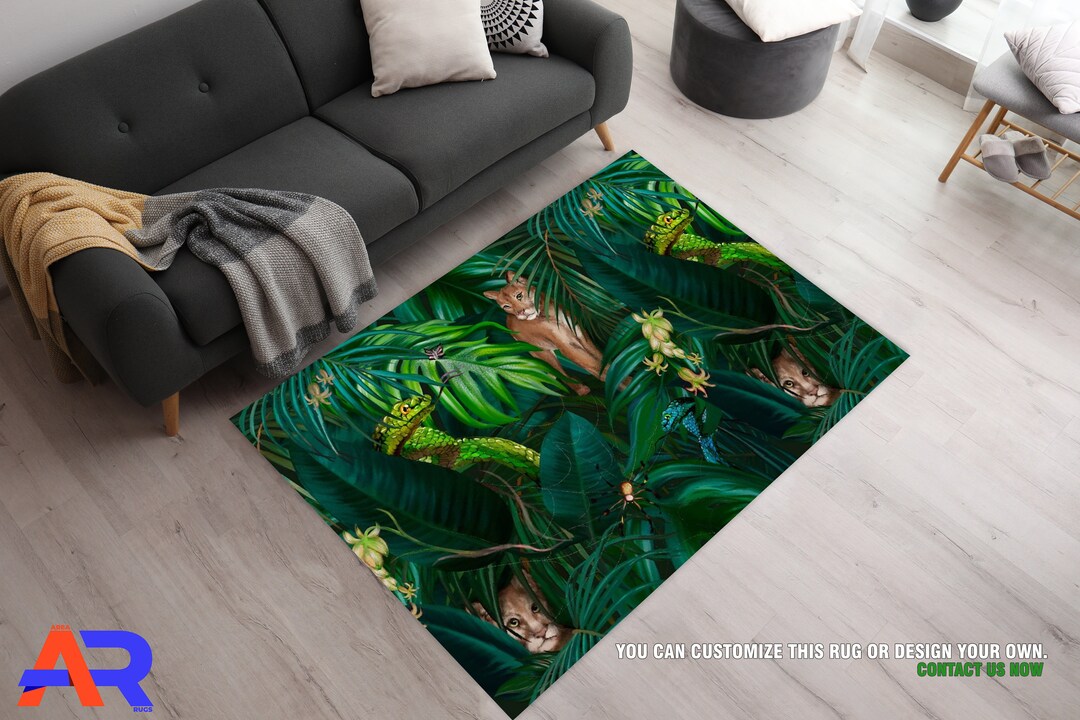 Tropical Area Rug, Tropical Jungle Rug, Nature Rug, Green Area Rugs ...