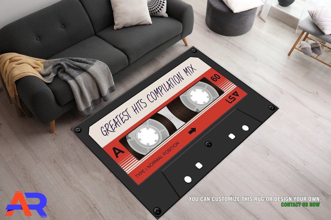 Retro Collection Rug, Vaporwave Home Decor, Audio Cassette Style Rug ...