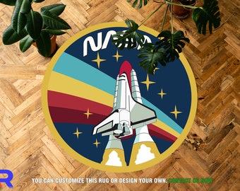 Nasa Carpet, Nasa Rocket Rug, Kids Room Rug, Round Space Theme Carpet ...