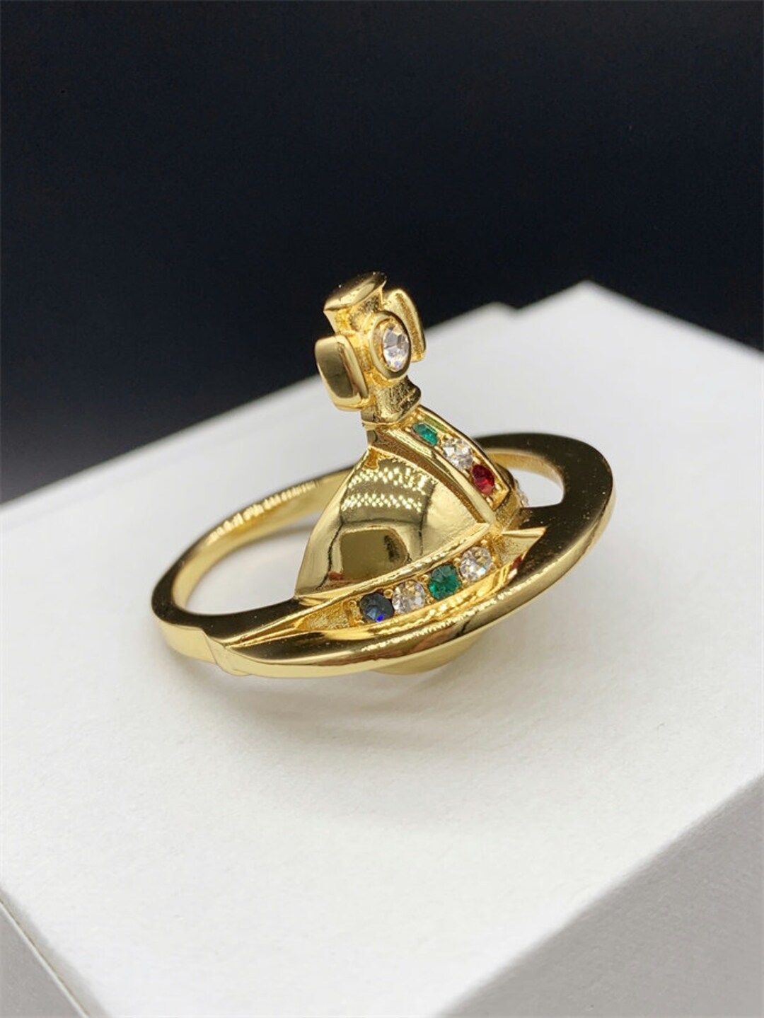 Vivienne Westwood Curved Saturn Ring Half Faceted Fancy Color - Etsy