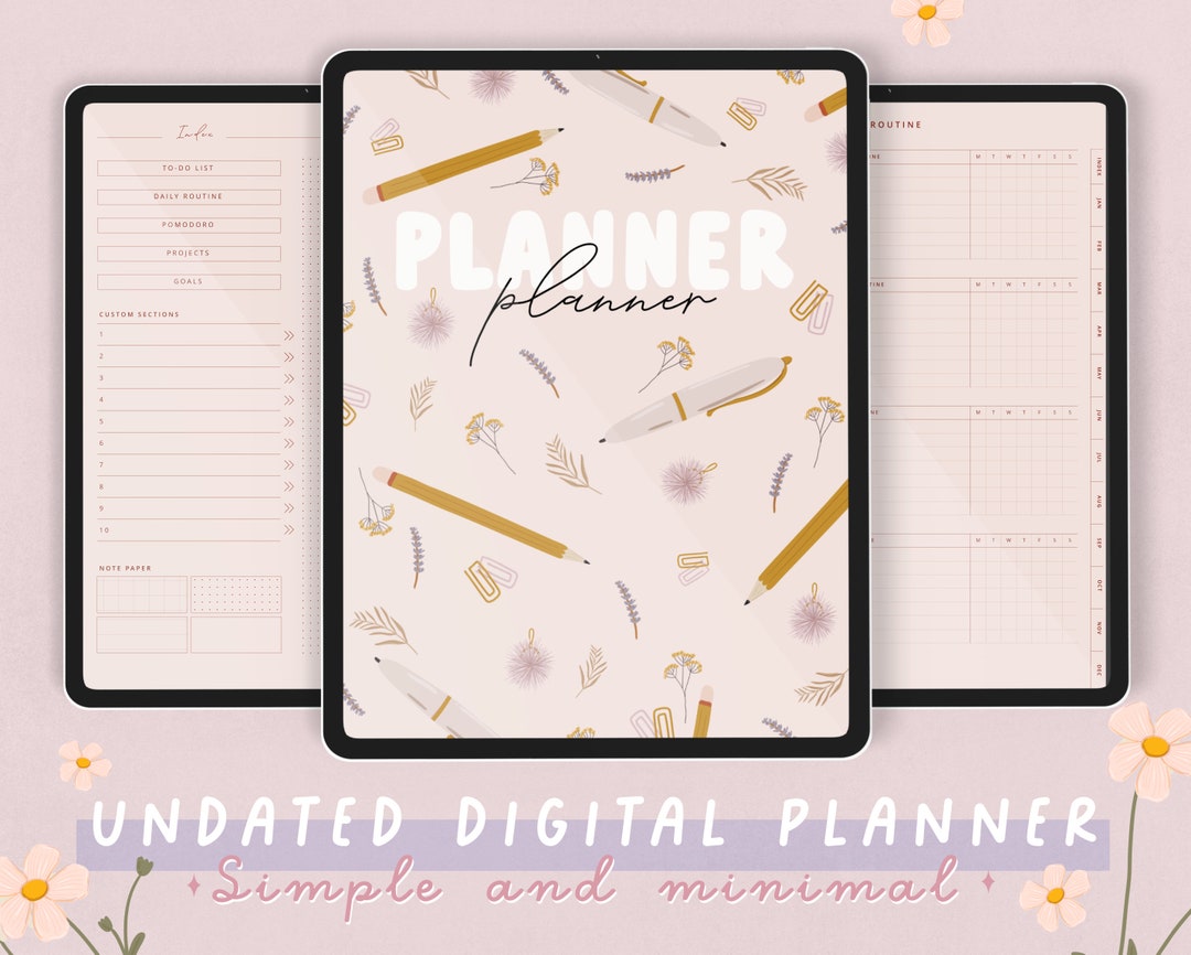 Undated Digital Planner Goodnotes | Cute and Simple iPad Planner ...