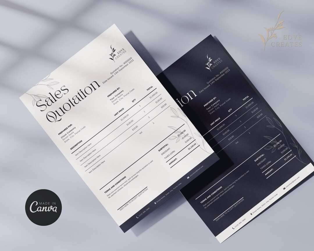 Quotation Template - Modern Blue Small Business, Freelancer ...