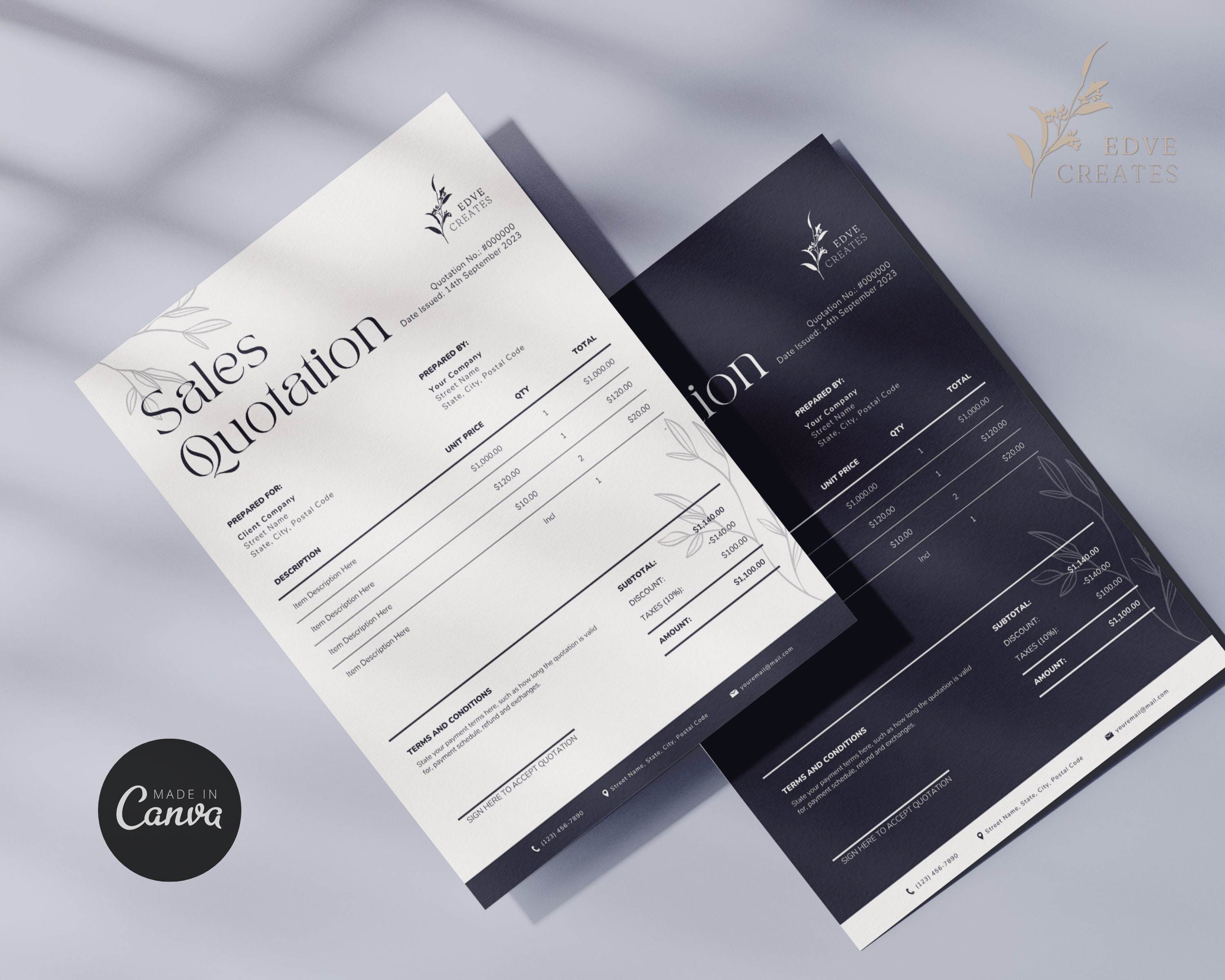 Quotation Template - Modern Blue Small Business, Freelancer ...