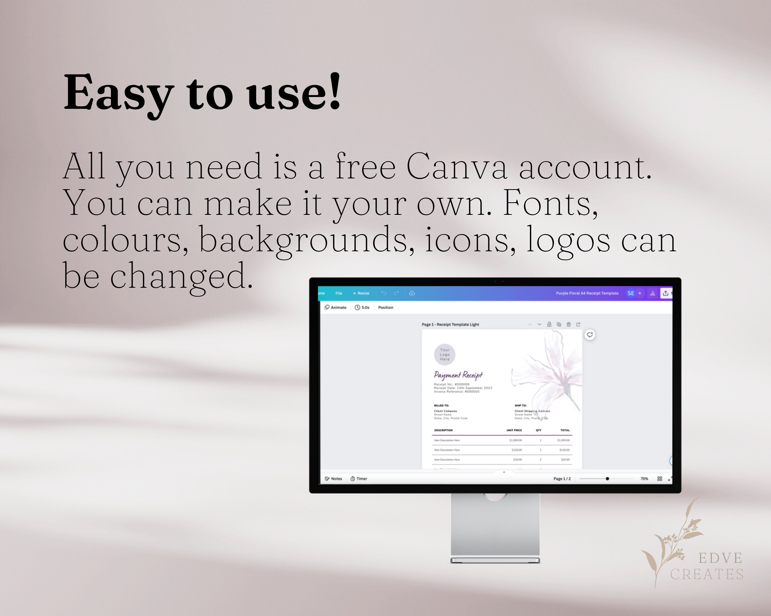 Quotation Template - Floral, Small Business, Freelancer, Customizable ...