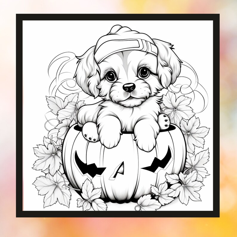 Adult and Kids Coloring Pages,cute Puppy in Pumpkin Coloring Pages ...