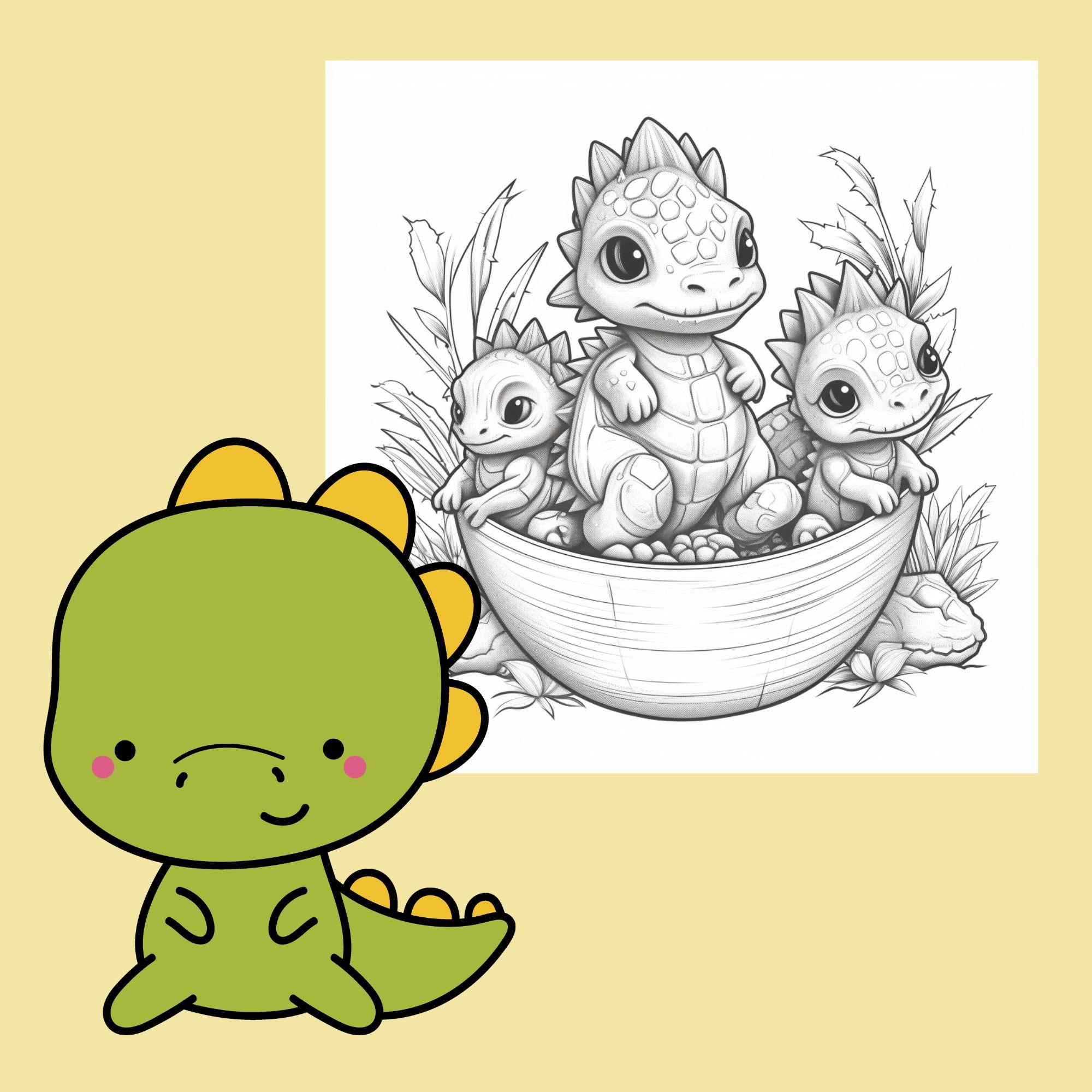 The Cute Baby Dinosaurs Coloring Book,kids Coloring Books,midjourney ...