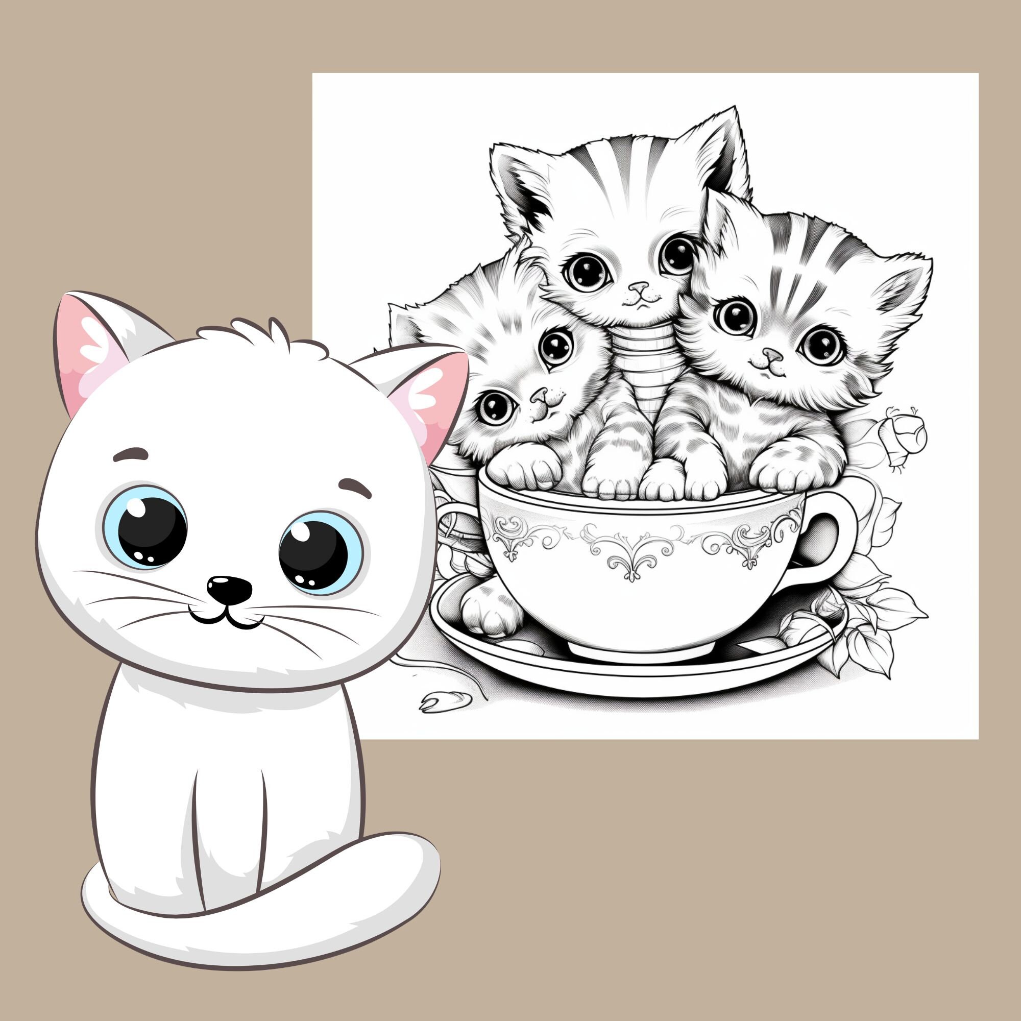 Cute Kittens and Puppies Coloring Book,kids Coloring Pages,coloring ...