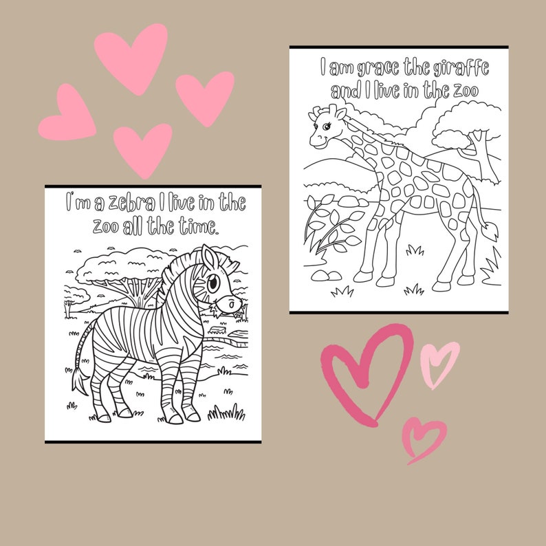 The Zoo Animals Coloring Book Zoo Coloring Pages for Kidszoo - Etsy