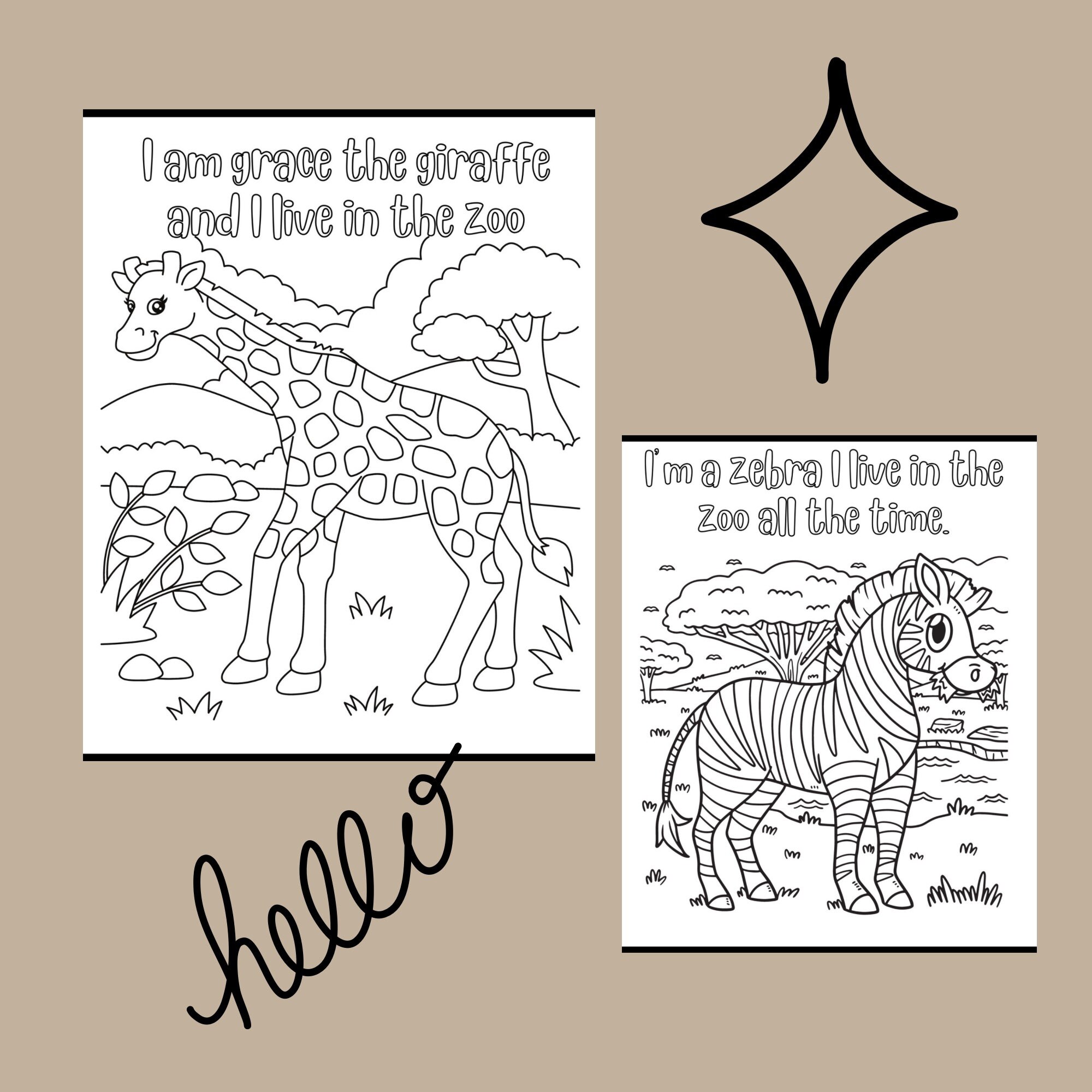 The Zoo Animals Coloring Book, Zoo Coloring Pages for Kids,zoo Animals ...
