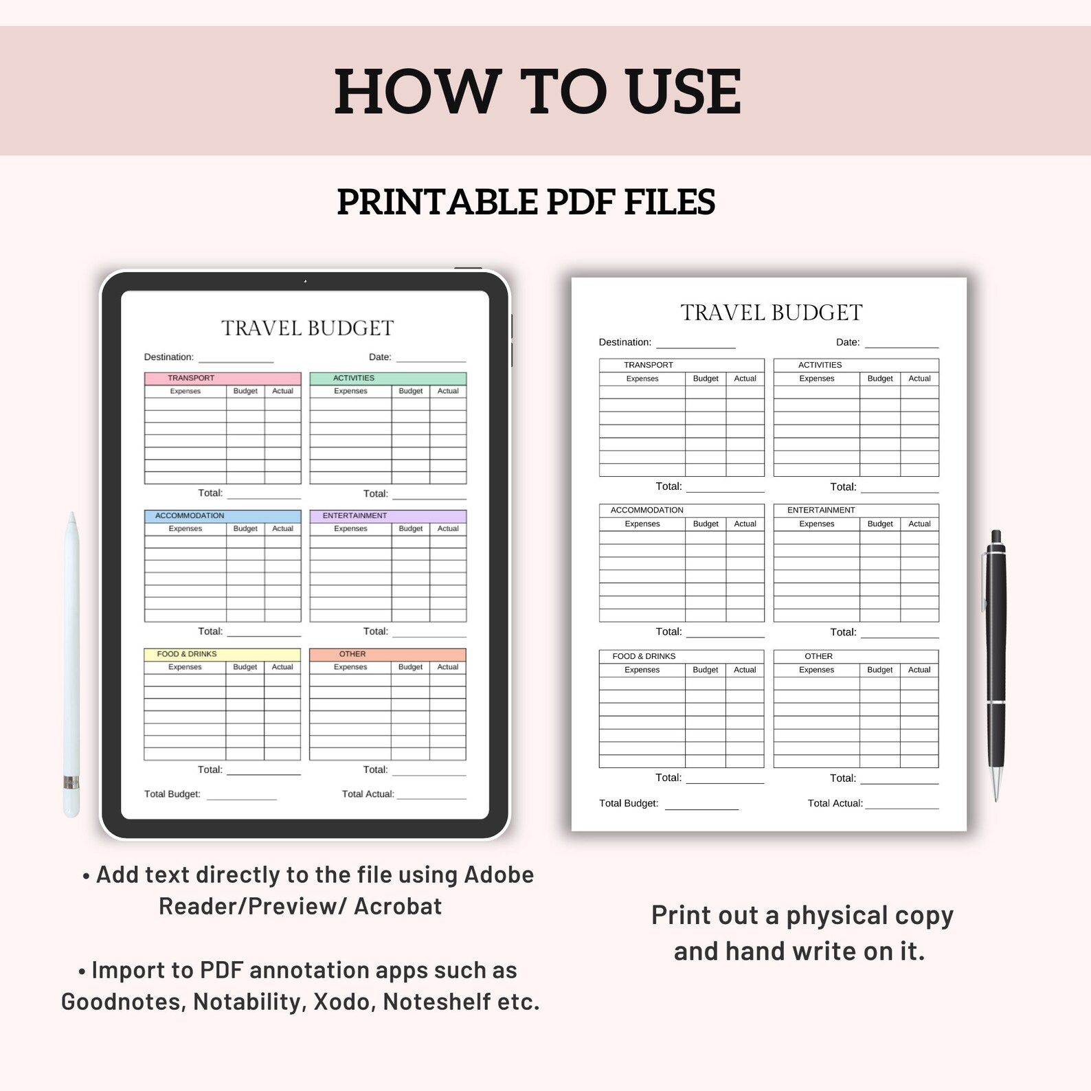 Travel Budget Planner Printable, Vacation Budget Planner, Holiday ...