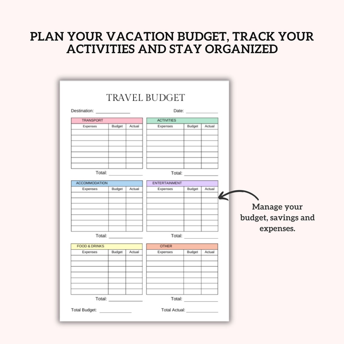 Travel Budget Planner Printable, Vacation Budget Planner, Holiday ...