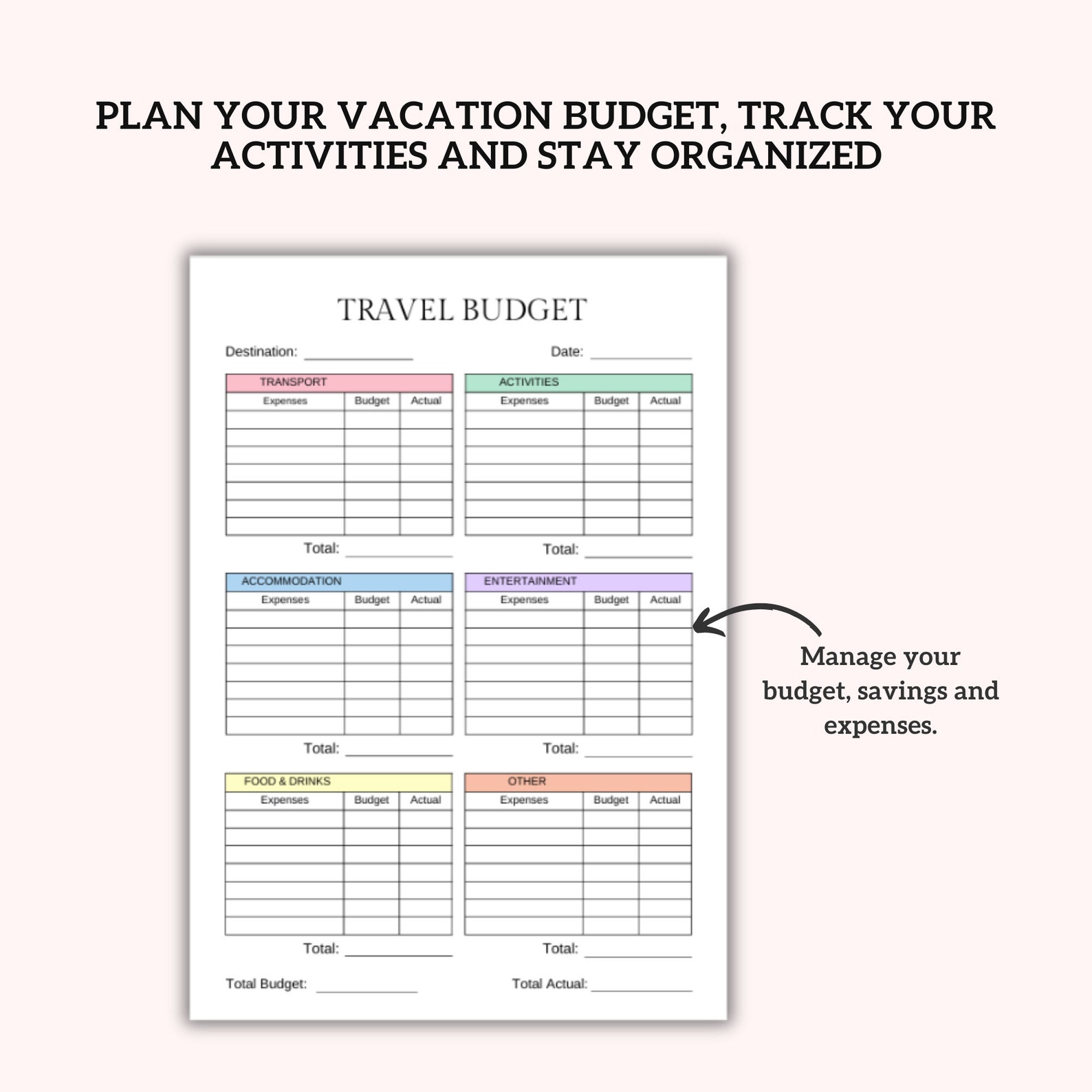 Travel Budget Planner Printable, Vacation Budget Planner, Holiday ...