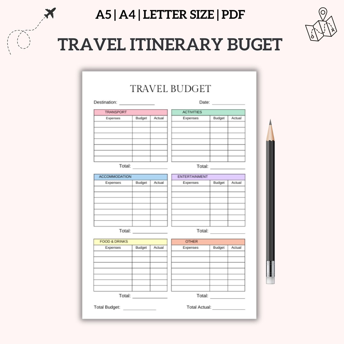 Travel Budget Planner Printable, Vacation Budget Planner, Holiday ...