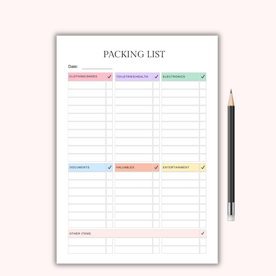 Printable Travel Packing List, Packing List Editable Template, Travel ...