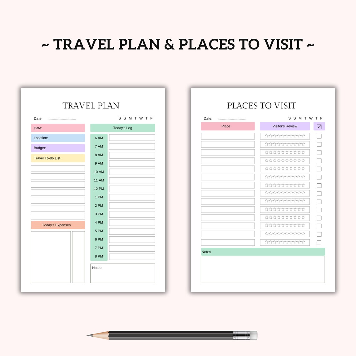 Travel Itinerary Bundle Printable, Travel Planner Template, Vacation ...