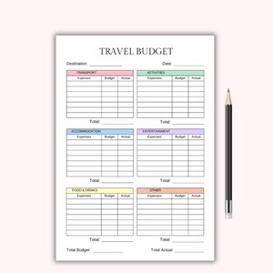 Travel Budget Planner Printable, Vacation Budget Planner, Holiday ...