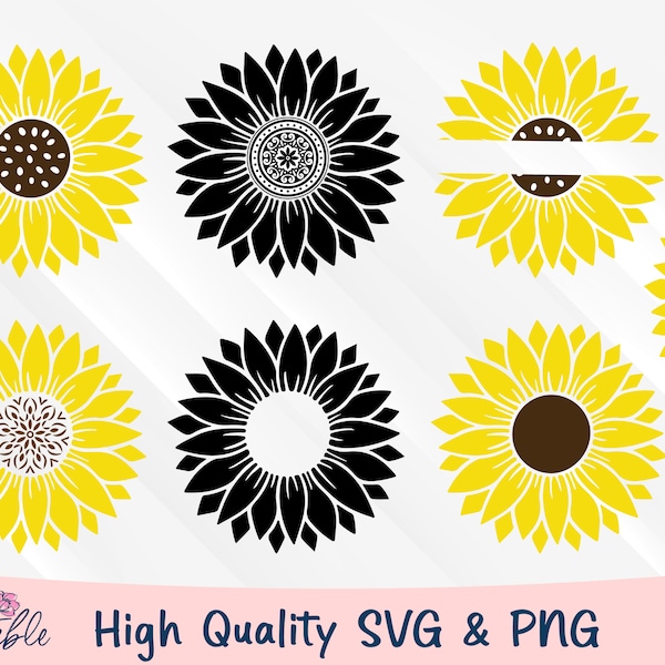 Half Sunflower Svg - Etsy