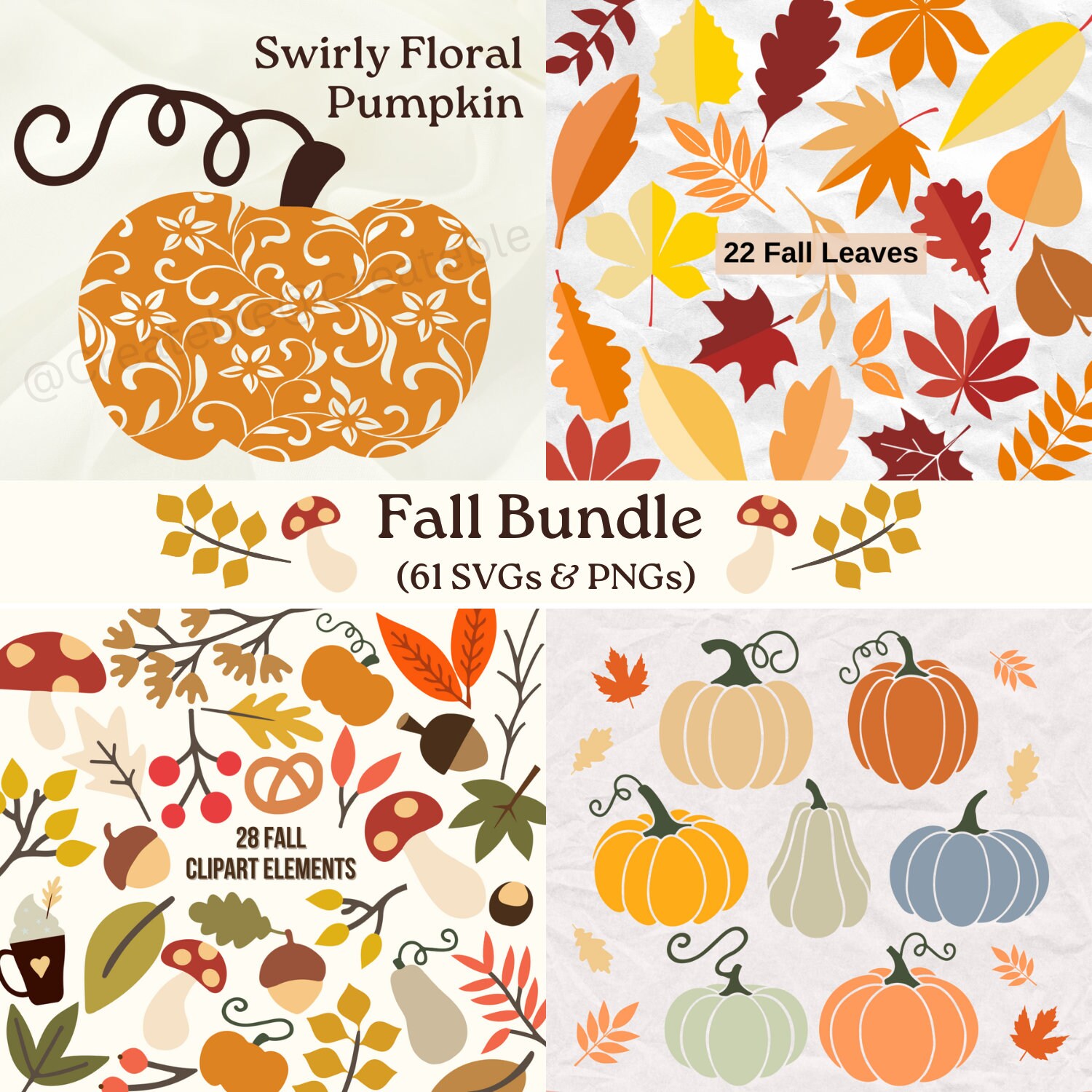 Fall SVG Bundle Pumpkin Svg Bundle Fall Leaves SVG - Etsy
