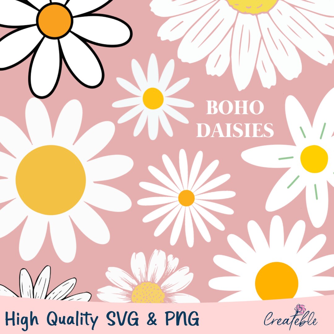 Boho Daisy SVG, Daisy Clipart, Cricut Daisy, Botanical Clipart, Daisy ...