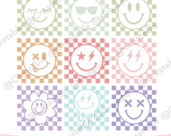 Checkered Smiley SVG PNG, Smiley Face Svg Png, Retro Smiley Face Svg ...