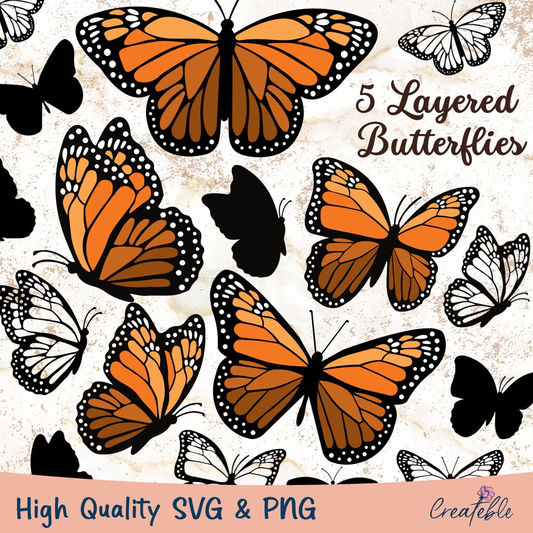 Layered Butterfly SVG, Monarch SVG, Monarch PNG, Butterfly Svg Bundle ...