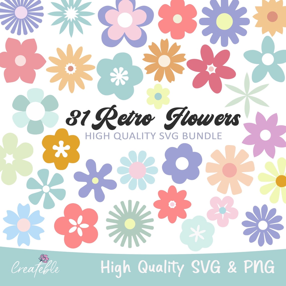 Retro Flower Svg, Retro Daisy Svg, Groovy Flower Svg, Cricut Retro ...