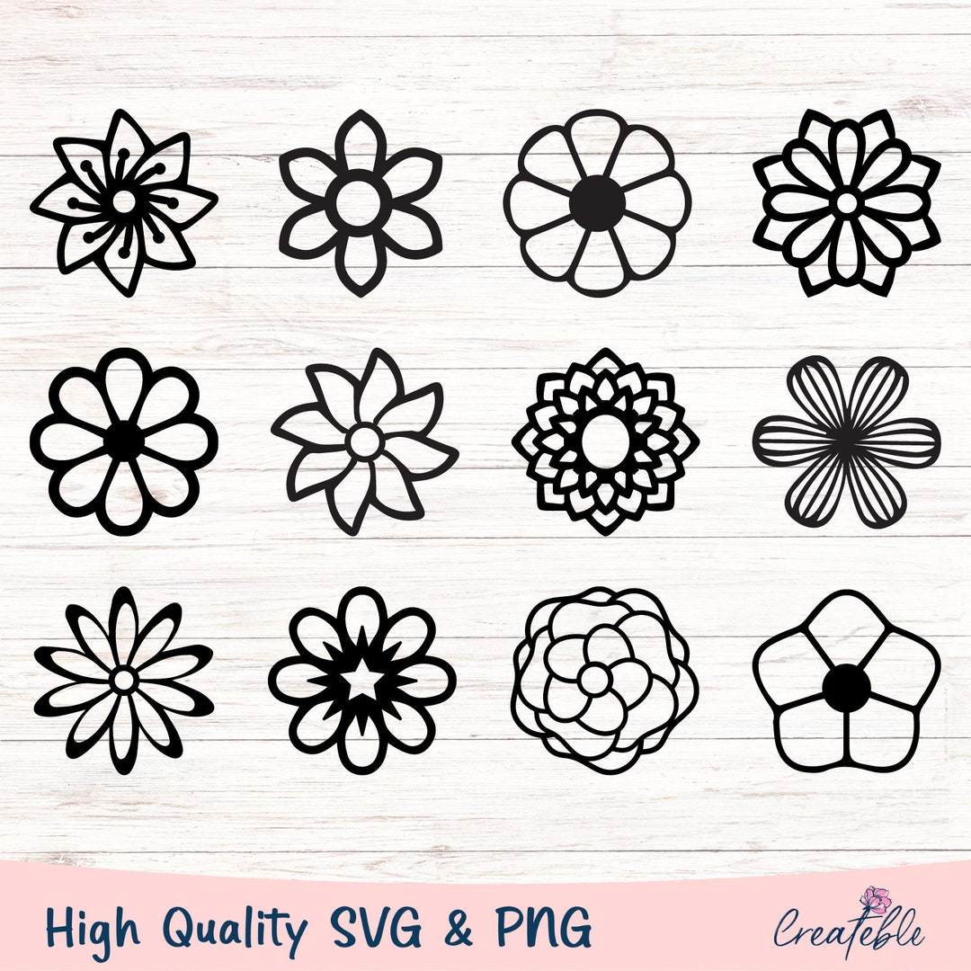 Flower Outline SVG, Simple Flower SVG, Flower Doodle Svg, Daisy Svg ...