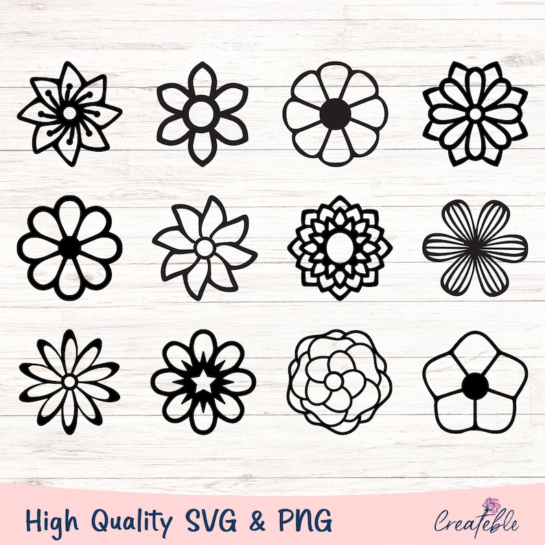 Flower Outline SVG, Simple Flower SVG, Flower Doodle Svg, Daisy Svg ...