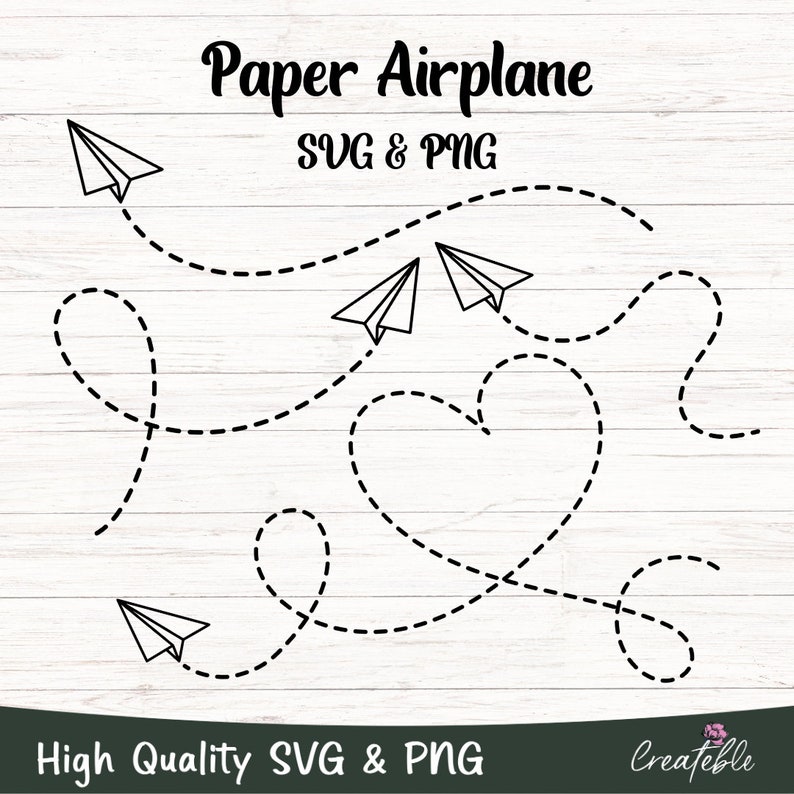 Paper Airplane SVG PNG, Airplane Bundle Svg, Airplane Path Svg, Travel ...
