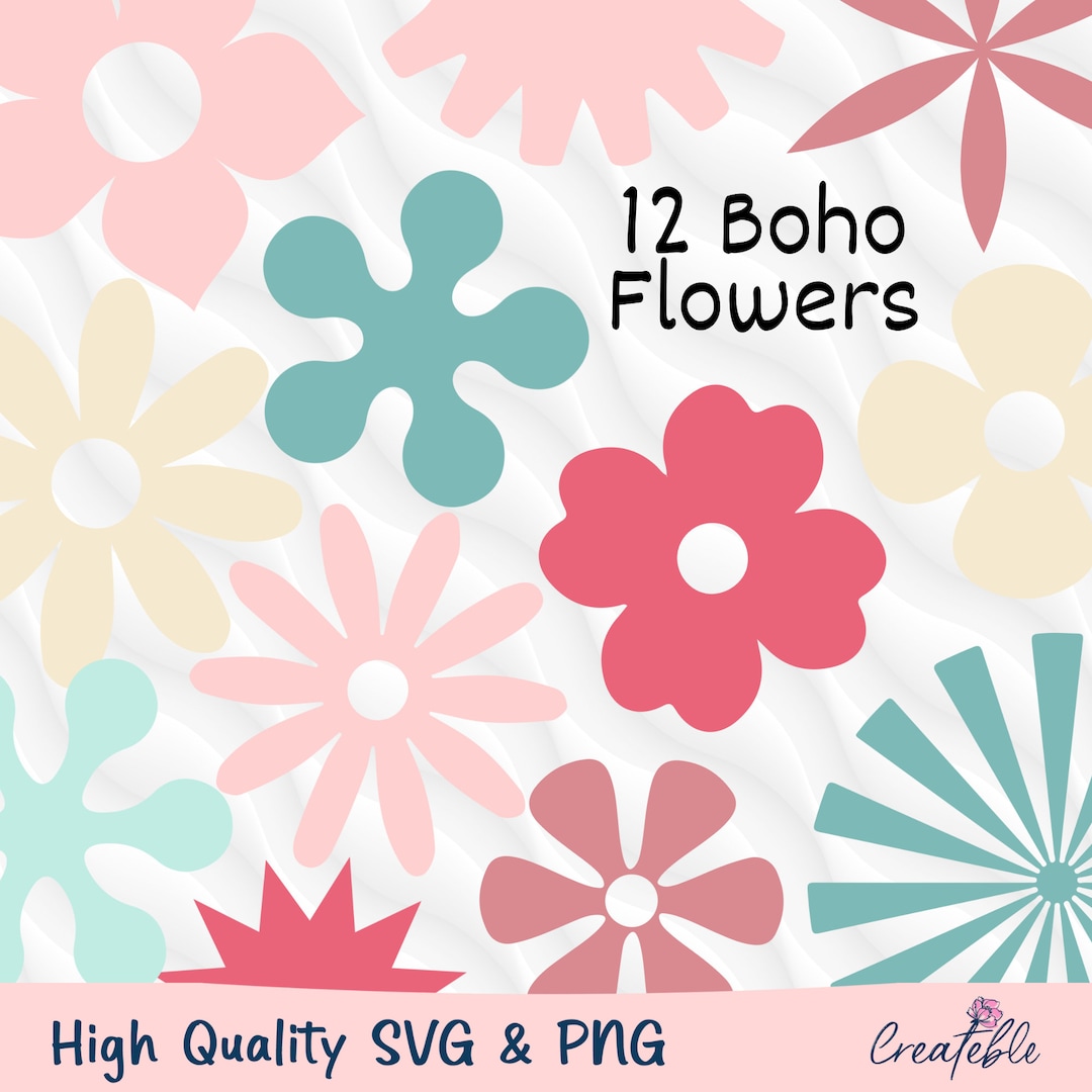 Boho Flower Svg Png, Cute Flower Svg Cricut, Boho Daisy Flower Svg ...