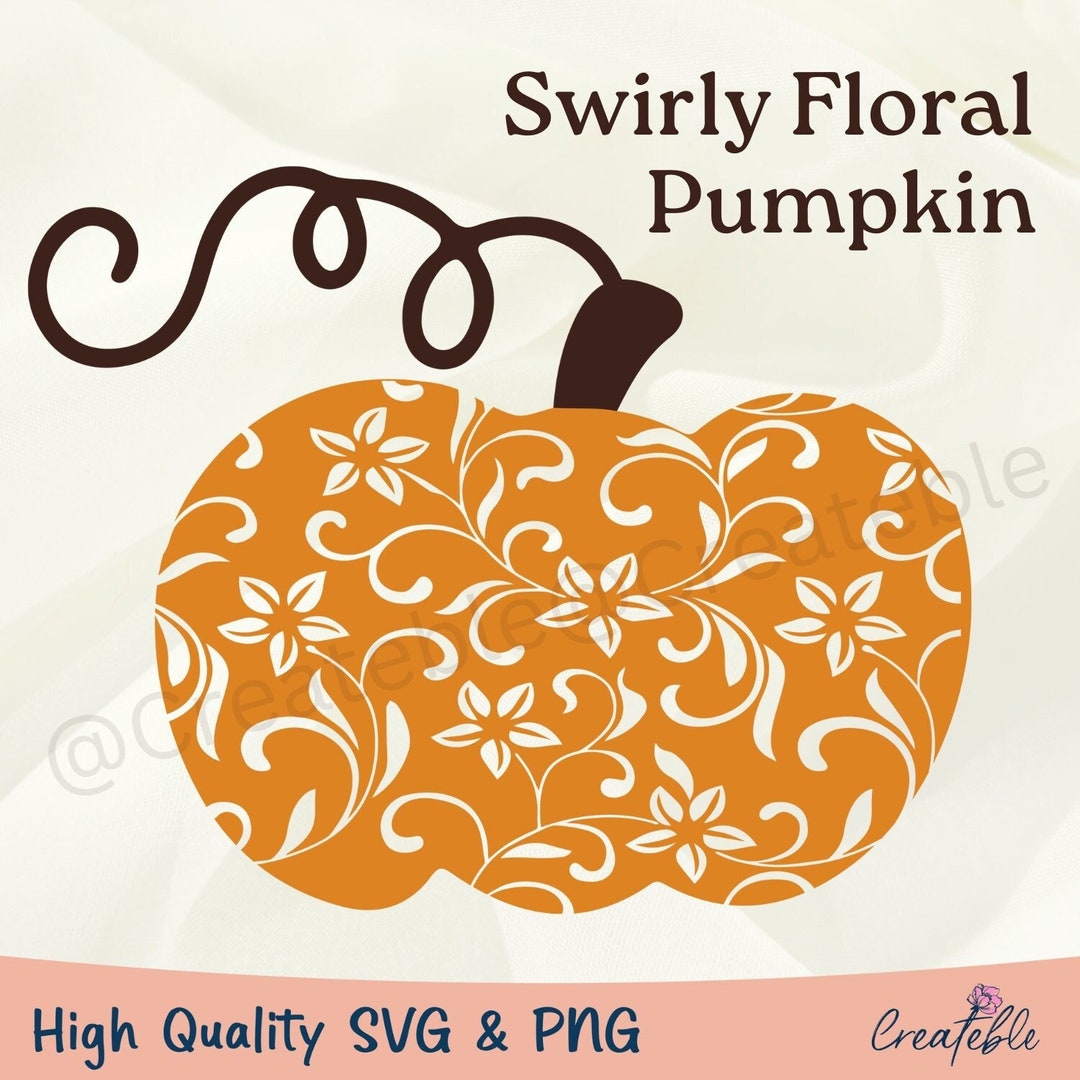 Swirly Pumpkin SVG, Floral Pumpkin SVG, Cute Pumpkin Svg Png, Fall ...