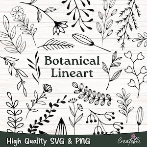 Wildflower SVG, Wildflower SVG Bundle, Floral Lineart, Botanical ...