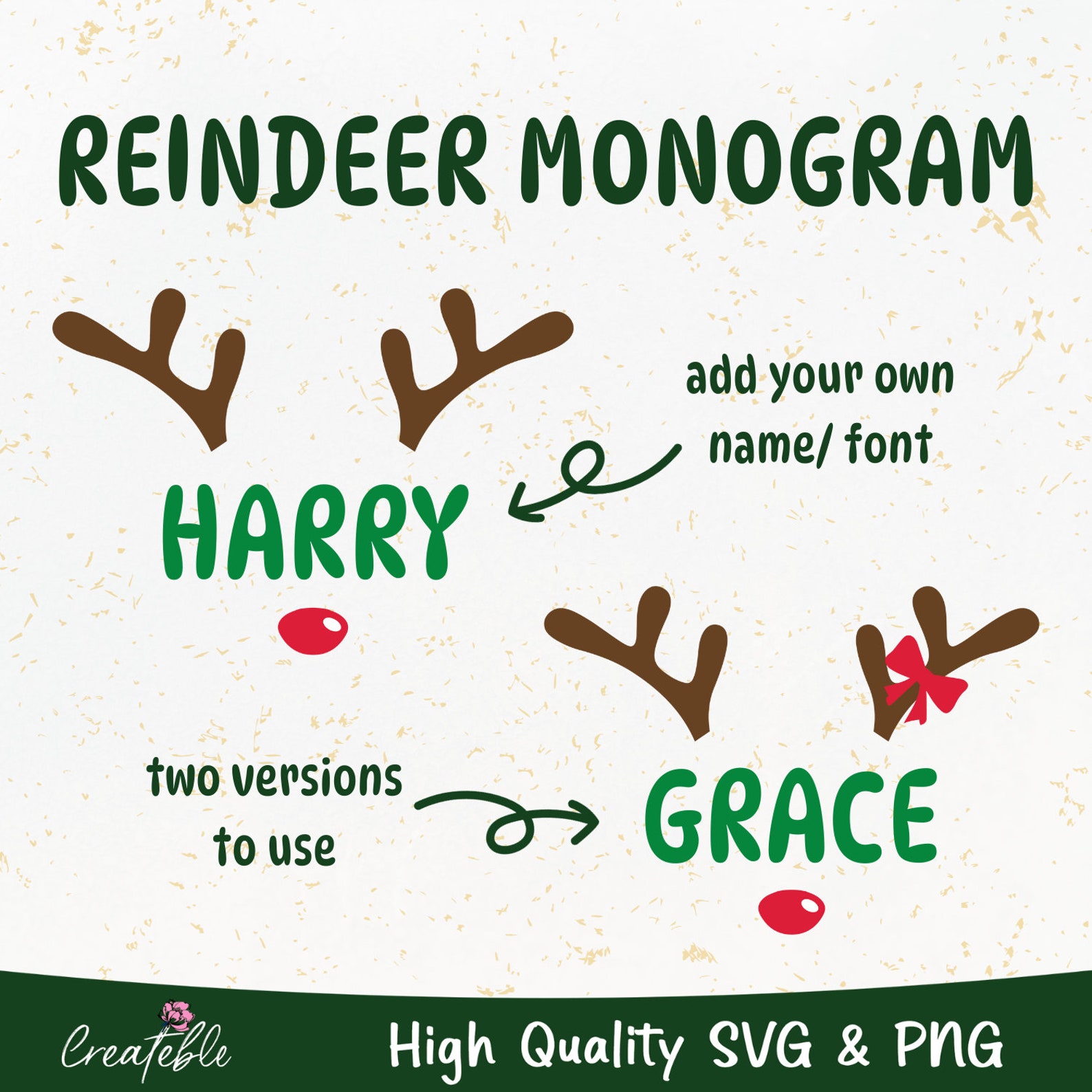 Reindeer Monogram SVG, Reindeer Face Svg Png, Reindeer SVG, Rudolph SVG ...