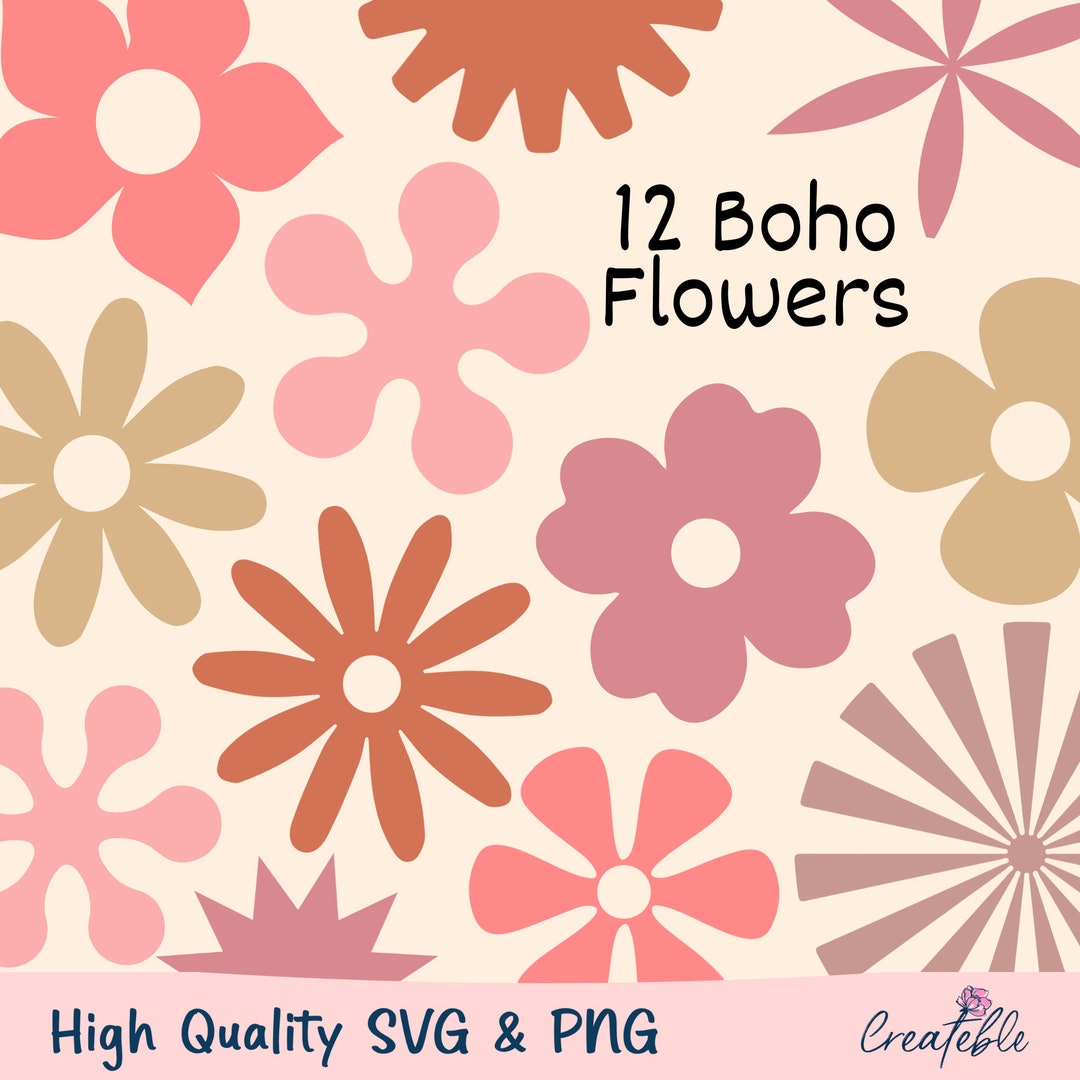 Boho Flower Svg Png, Boho Daisy Flower Svg, Cute Flower Svg, Boho Daisy ...