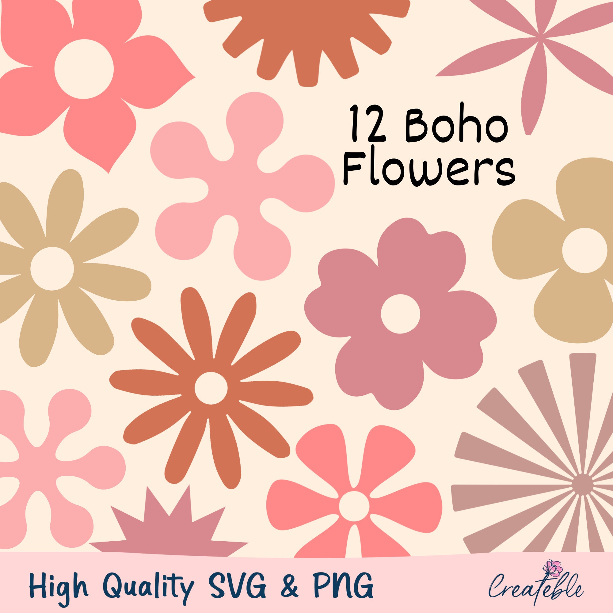 Boho Flower Svg Png, Boho Daisy Flower Svg, Cute Flower Svg, Boho Daisy ...