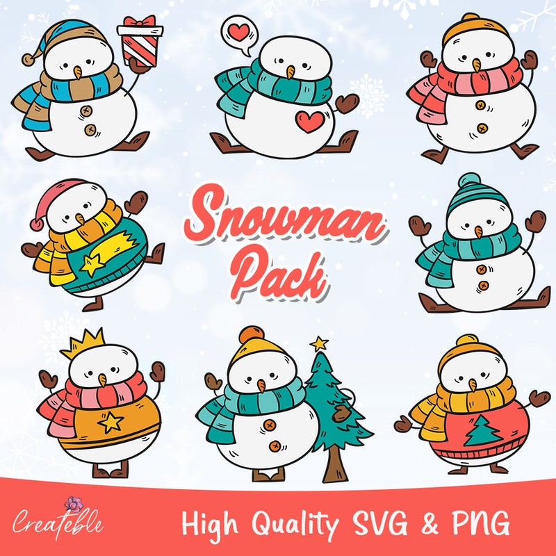 Cute Snowman Svg - Etsy