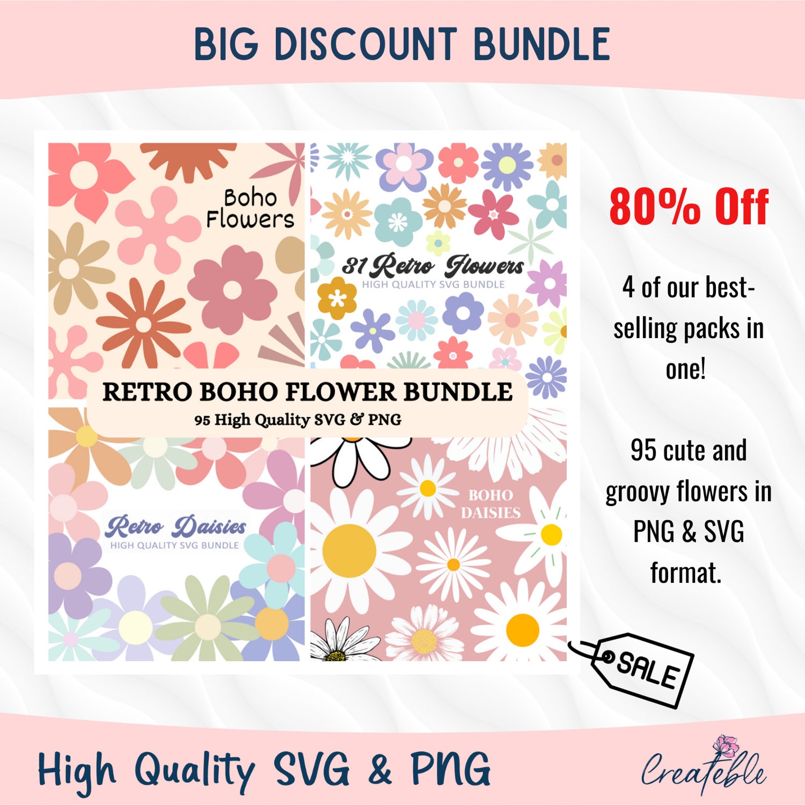 Boho Daisy SVG, Daisy Clipart, Cricut Daisy, Botanical Clipart, Daisy ...