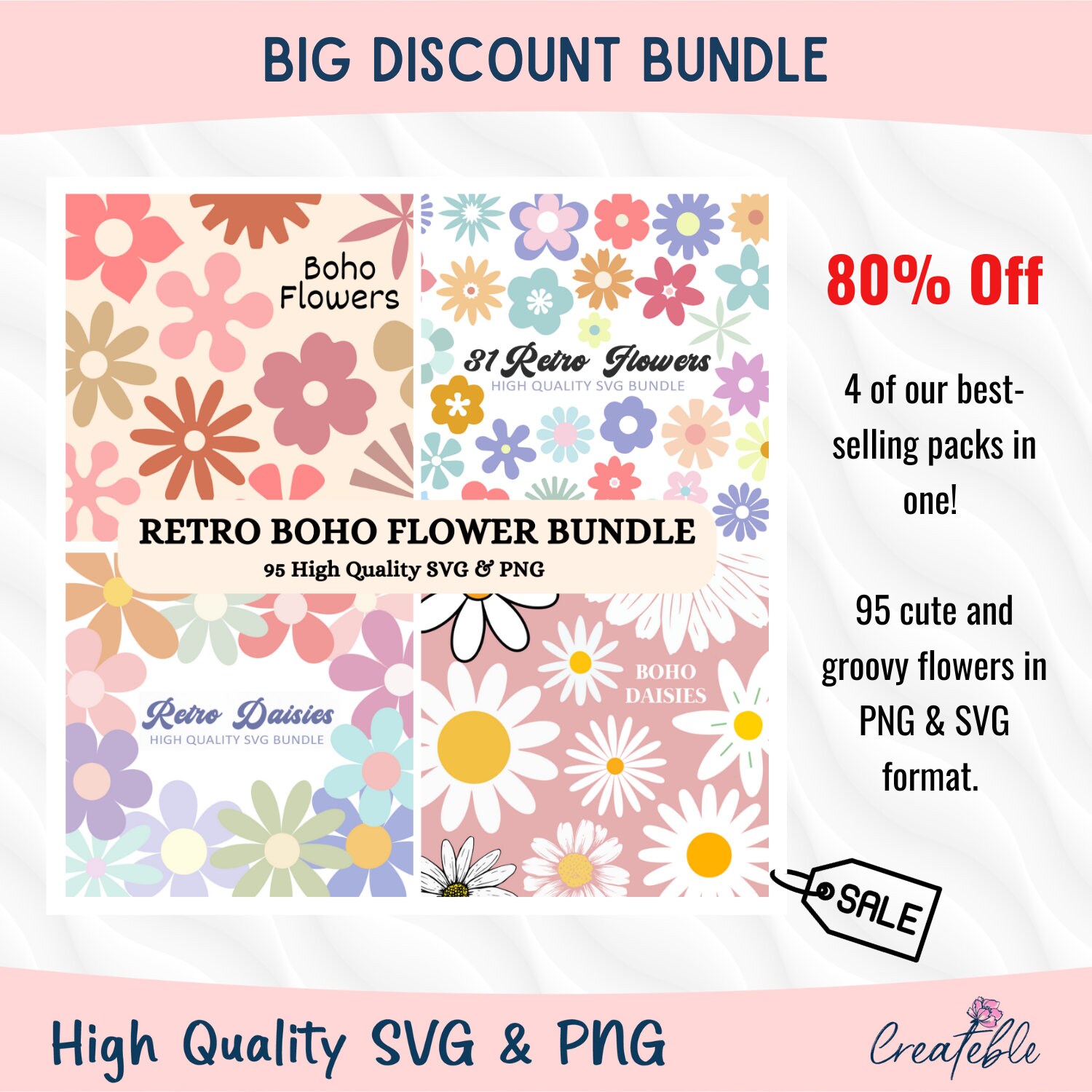 Boho Daisy SVG, Daisy Clipart, Cricut Daisy, Botanical Clipart, Daisy ...