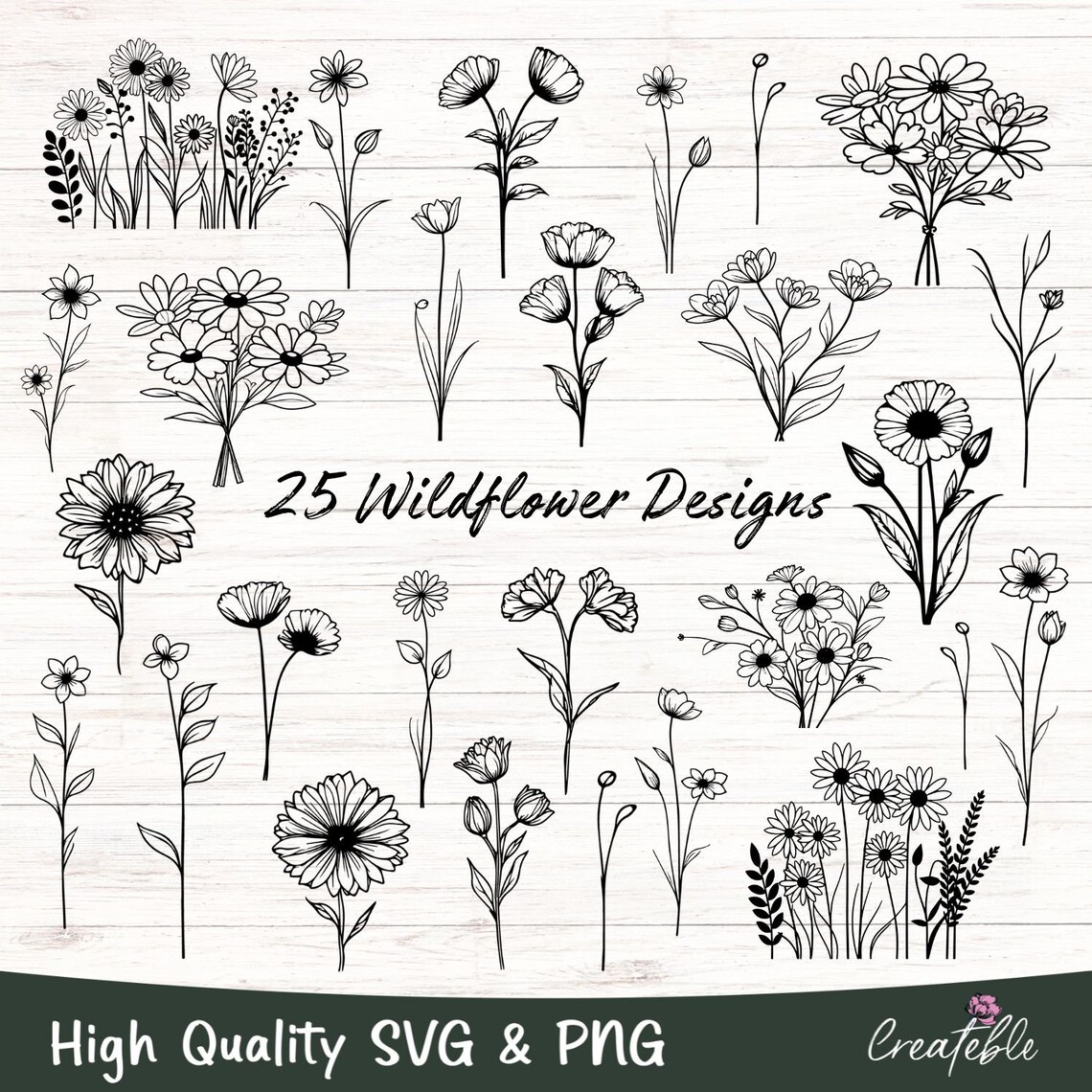 Wildflower SVG Bundle, Wildflower PNG, Rose SVG, Birth Flower Svg ...