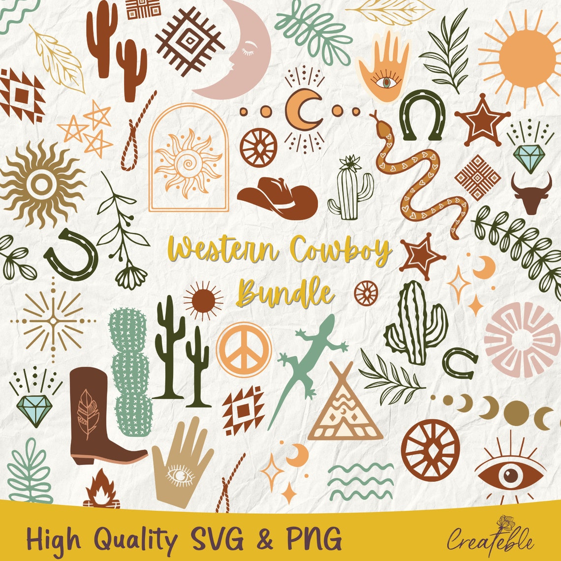 Western SVG PNG, Cowboy SVG, Cactus Svg Png, Wild West Clipart, Aztec ...